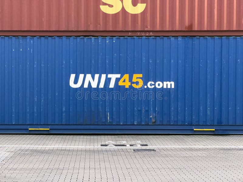 Blue Unit45.com Container at Logistics Centre Ready for Shipping ...