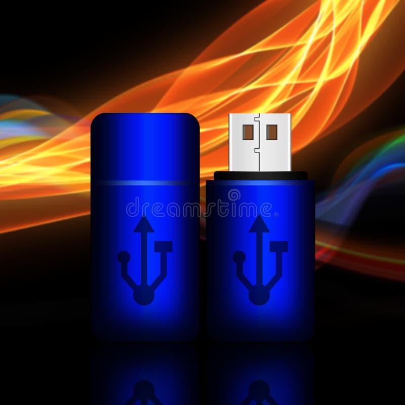 Blue Universal Flash Drive on Abstract Background,flash Drive Il Stock ...