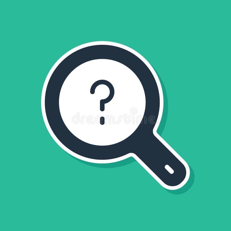 Blue Unknown Search Icon Isolated on Green Background. Magnifying Glass ...