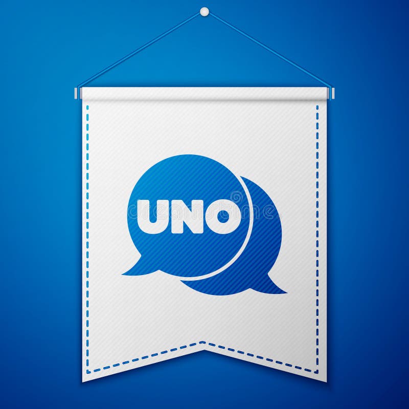 Blue Uno Card Game Icon Isolated on Blue Background. White Pennant ...