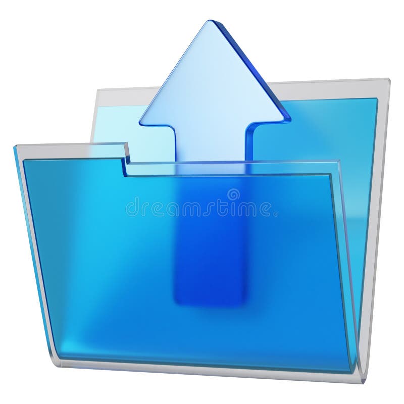 Blue Upload Folder Icon stock photo. Image of organization - 366849740