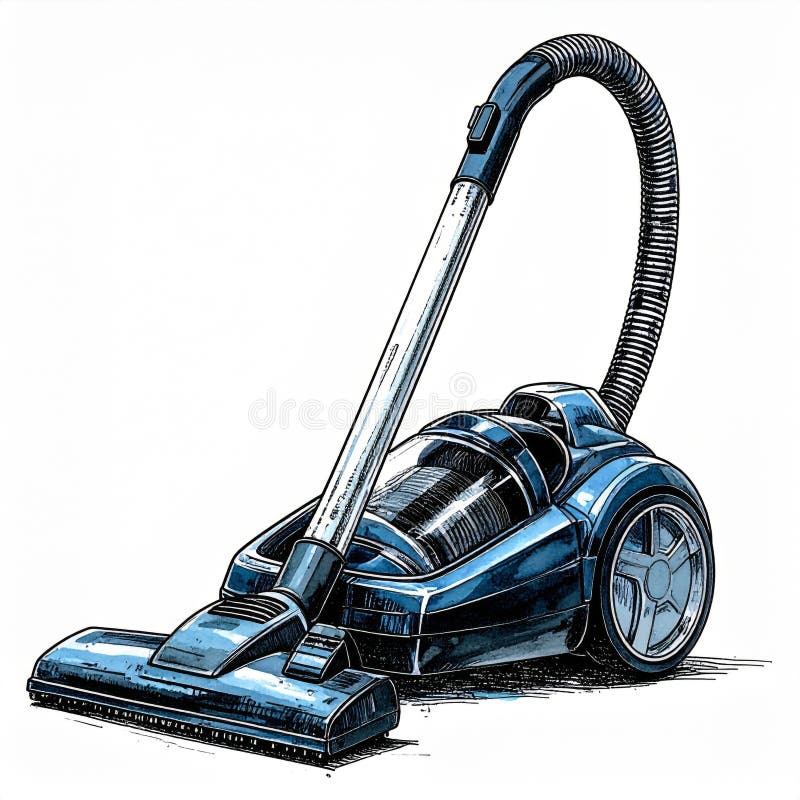 Blue Upright Vacuum Cleaner Illustration Stock Image - Illustration of ...
