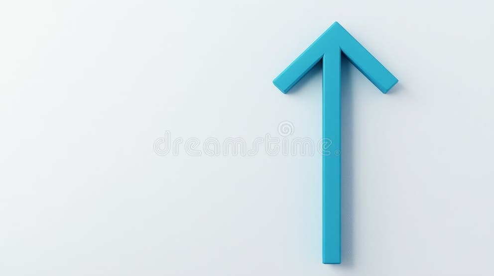 Blue Upward Arrow 3D Render, Minimalist Design, Progress Concept, Arrow ...