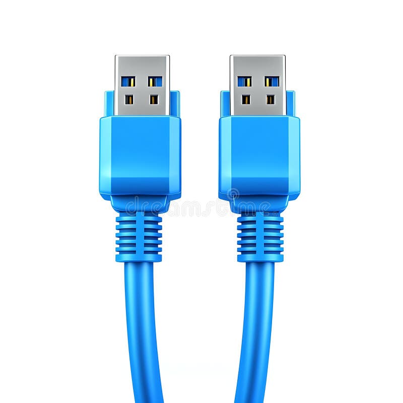 Blue USB Cable for Data Transfer with Two Connectors Stock Illustration ...