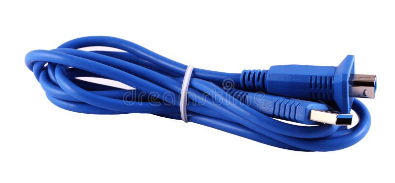 Blue USB cable stock photo. Image of wire, data, network - 32073268