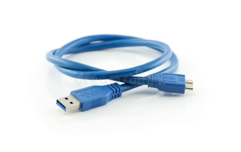 Blue Usb 3.0 Cable with Micro B Connector Isolated on White Stock Image ...