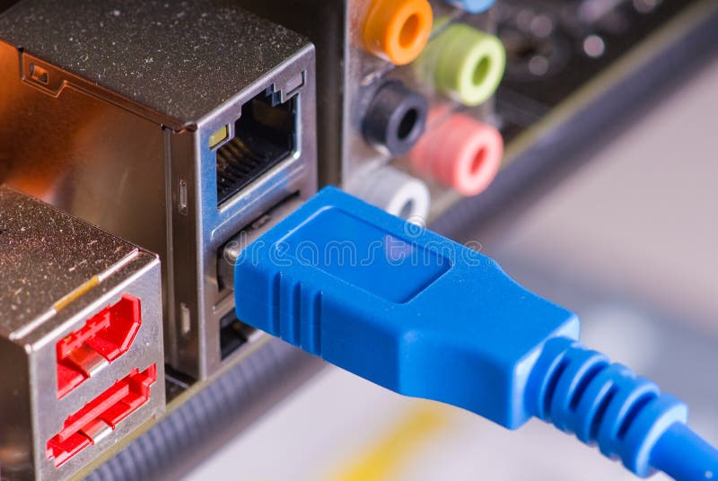 Blue Usb Cable Plugged into Computer Stock Photo - Image of electronic ... Blue Usb Cable Plugged into Computer Stock Photo - Image of electronic ...