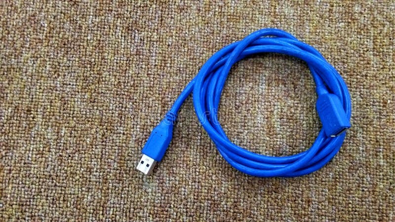 Blue usb cable to connect stock image. Image of metal - 228200957