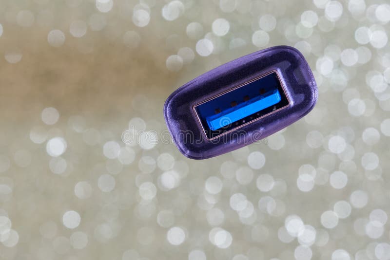 Blue USB 3.0 Connector on a Light Sparkling Background. Elements of ...