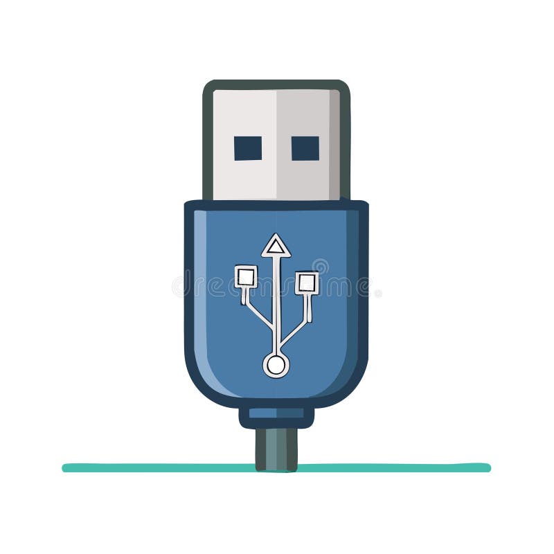 Blue USB Connector Vector Illustration Electronic Port Computer ...