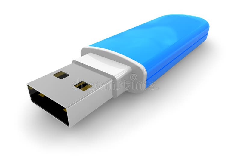 Blue USB flash drive stock illustration. Illustration of render - 12064787