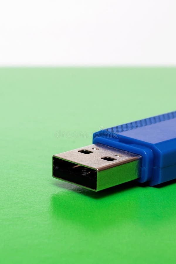 Blue Usb Flash Drive on Bright Green Background Stock Image - Image of ...
