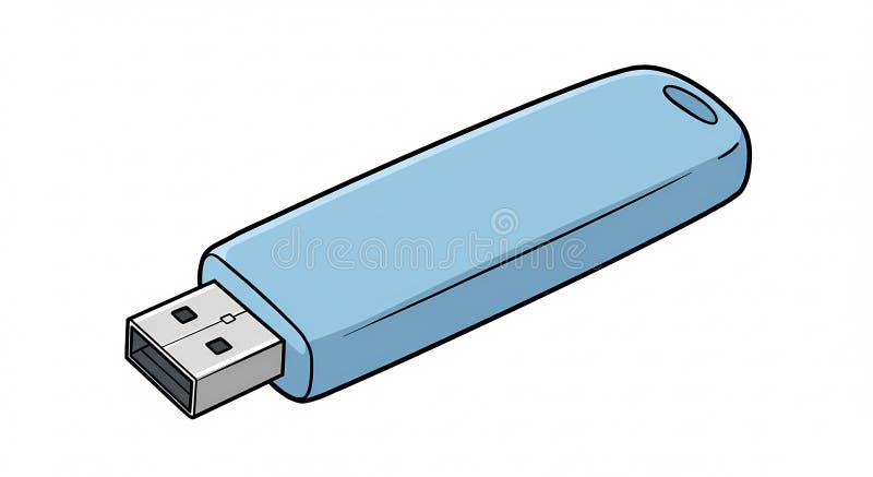 Blue Usb Flash Drive Cartoon Illustration Stock Illustration ...