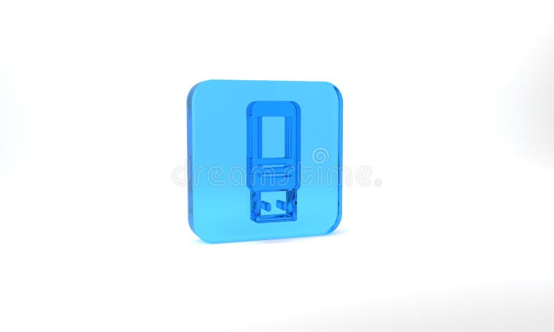 Blue USB Flash Drive Icon Isolated on Grey Background. Glass Square ...
