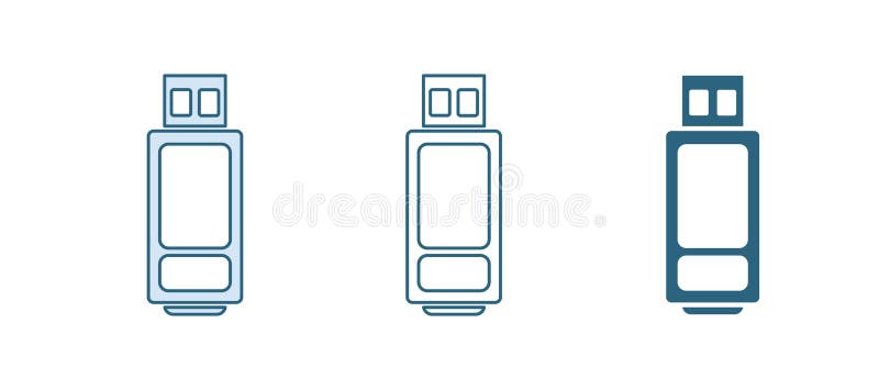Blue USB Flash Drive Icon Isolated on White Background. Vector Stock ...