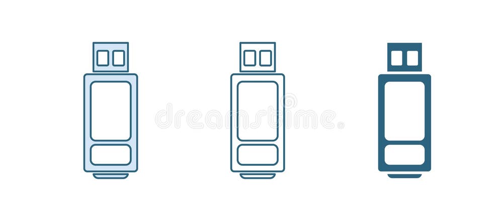 Blue USB Flash Drive Icon Isolated on White Background. Vector Stock ...