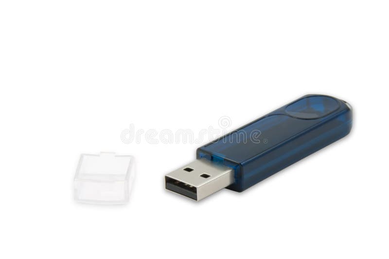 Blue Usb Flash Drive Isolated on White Stock Image - Image of chip ...