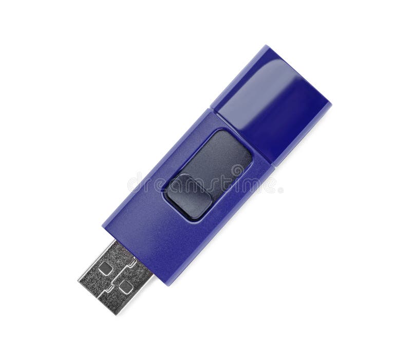 Blue Usb Flash Drive Isolated on White Stock Image - Image of computer ...