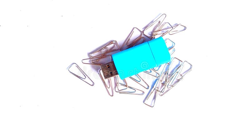 Blue Usb Flash Drive on Paperclip Stock Image - Image of drive ...