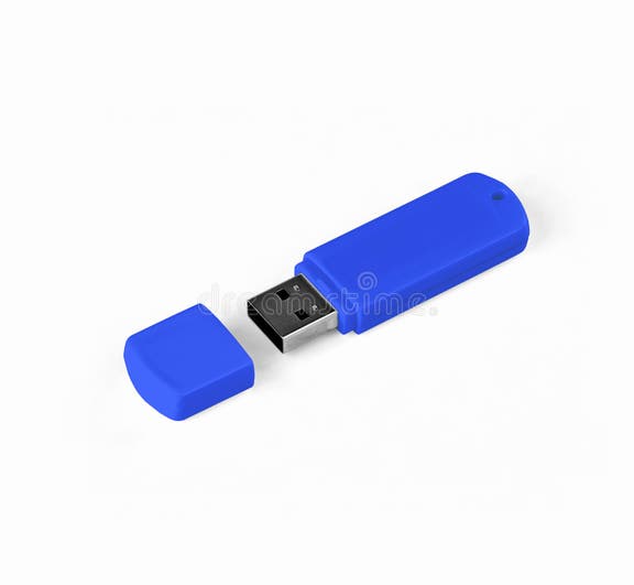 Blue Usb Flash Drive on a White Background. Stock Image - Image of ...