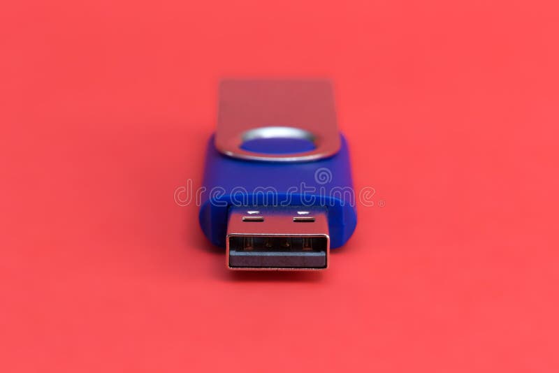 Blue USB Flash Memory on a Red Background Stock Image - Image of ...