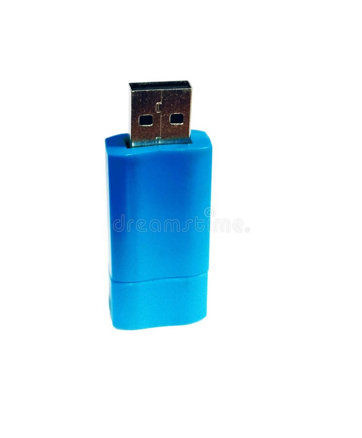 Blue USB Pendrive on White Background Stock Photo - Image of gadget ...