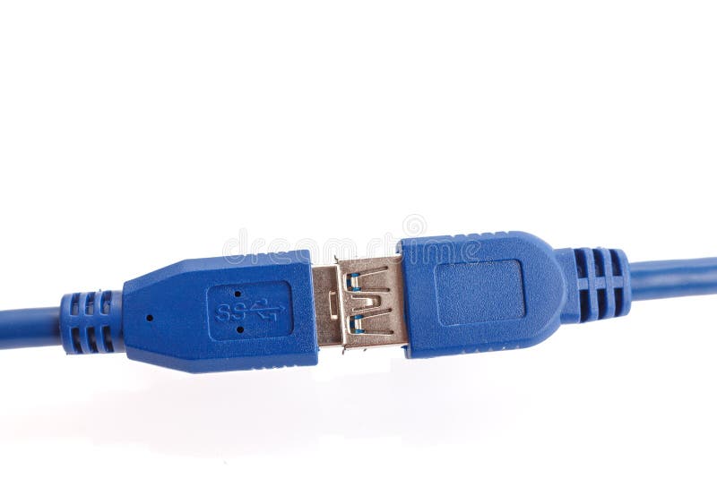 Blue USB 3.0 Power and Data Extension Cable Connectors Isolated on ...