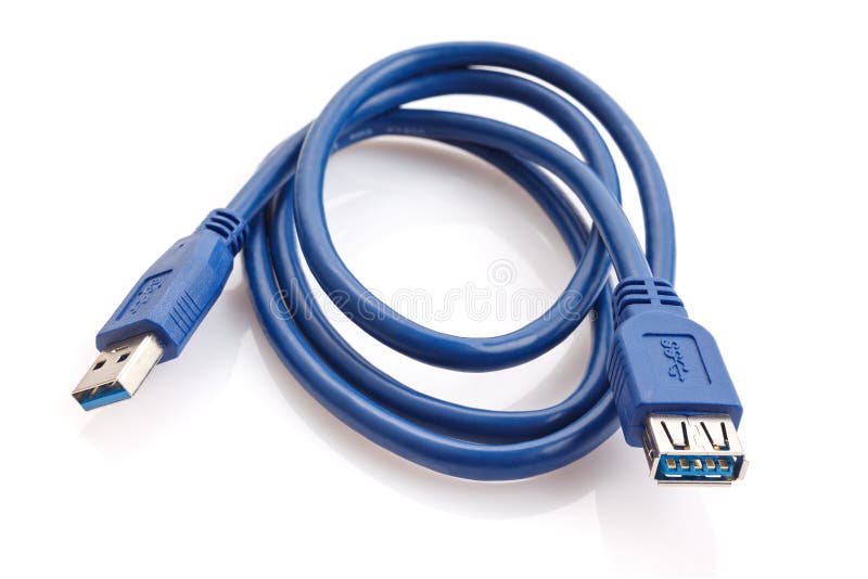 Blue USB 3.0 of Power and Data Extension Cable Isolated on White ...