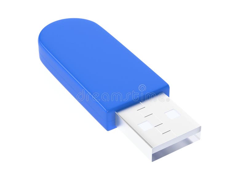 Blue USB Stick. 3d Rendering Illustration Isolated Stock Illustration ...