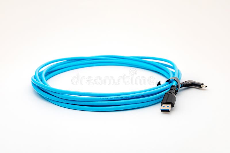 Blue USB Tethering Cable for Photography and Transfer Stock Photo ...