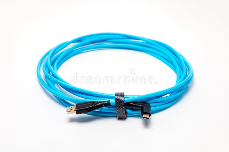 Blue USB Tethering Cable for Photography and Transfer Stock Image ...