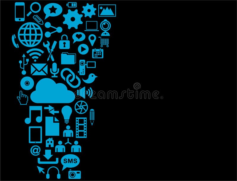 Blue user interface icons stock vector. Illustration of black - 30530419