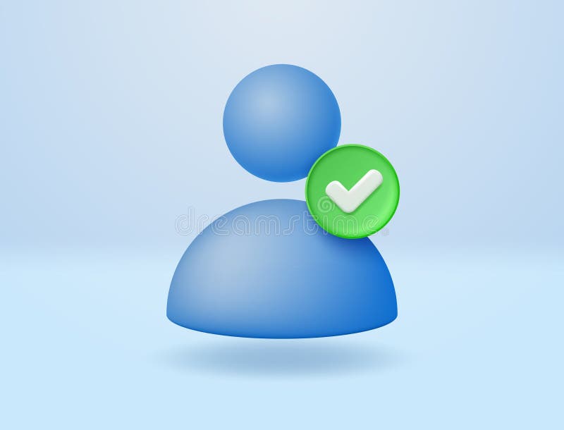 Blue User Profile Icon with Green Check Mark Representing Verified ...