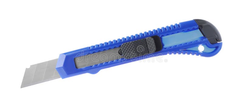 Blue Utility Knife Isolated on White. Construction Tool Stock Image ...