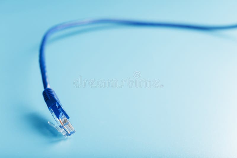 Blue Ethernet Cable Cord Patch Cord on a Blue Background with Free ...