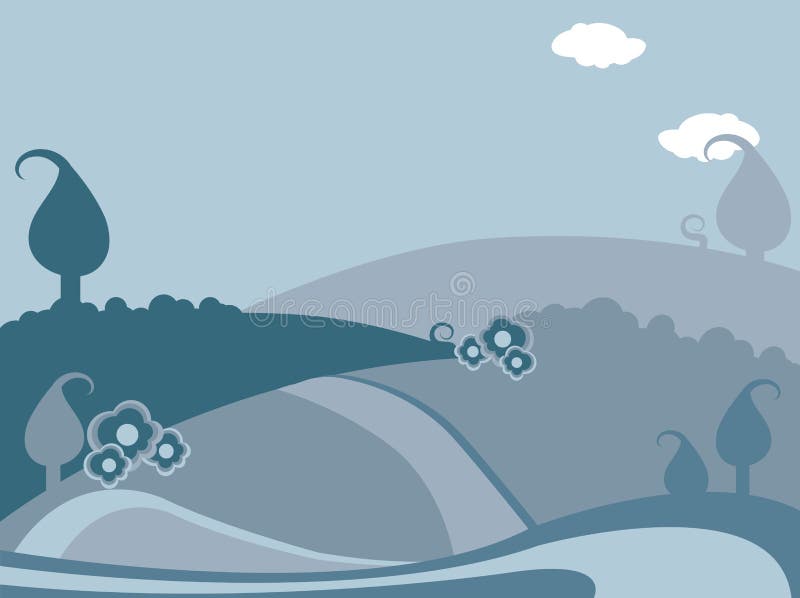 Blue Valley stock vector. Illustration of garden, spring - 2475947