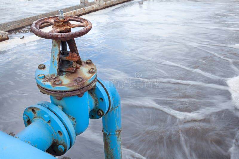 Blue Valve Gate for Oxygen Blowing in Sewage Stock Photo - Image of ...