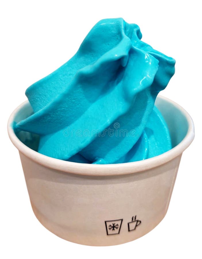 The Blue Vanilla Ice Cream Placed on Paper Cup Stock Photo - Image of ...