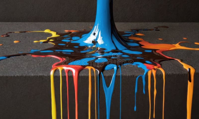 A Blue Vase Filled with Multicolored Paint Pouring Out Stock Image ...