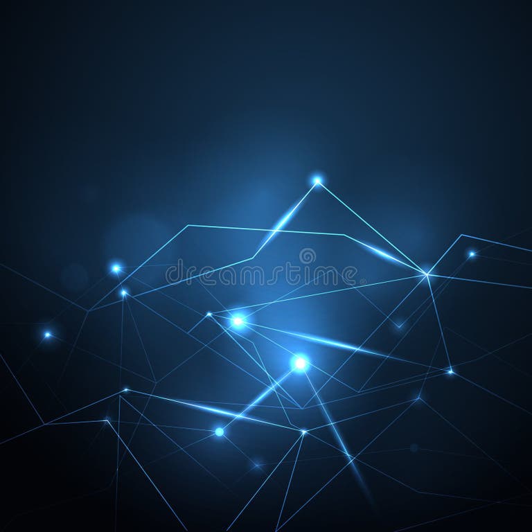 Blue Vector Abstrack Illustration Wiith Glowing Polygonal Mesh with ...