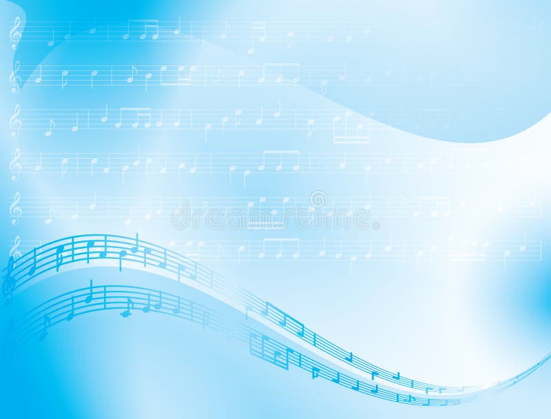 Blue Vector Abstract Background - Music Notes Stock Vector ...