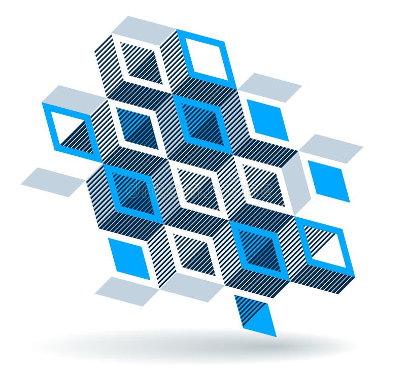 Blue Vector Abstract Geometric Background with Cubes and Different ...