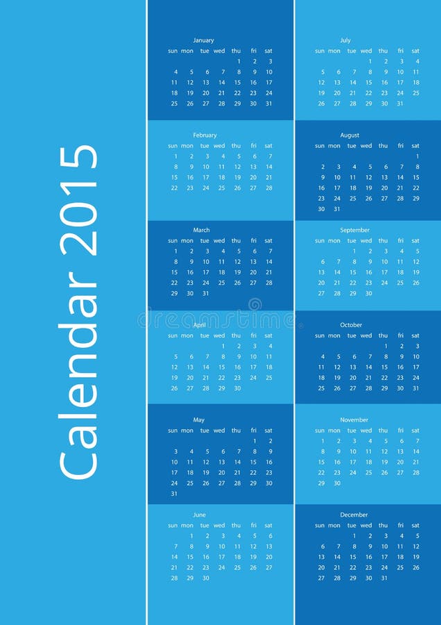 Blue vector calendar 2015 stock vector. Illustration of october - 48036358