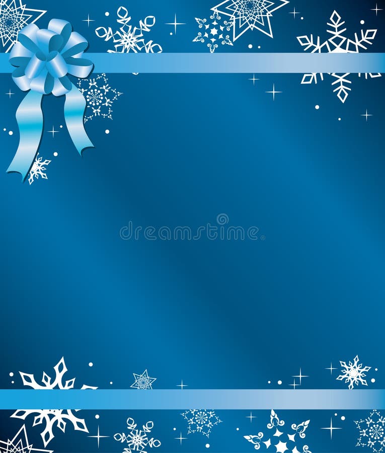 Blue Vector Christmas Card with Ribbon Stock Vector - Illustration of ...