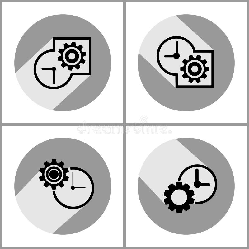 Time Management Vector Icons with Long Shadow. Stock Vector ...