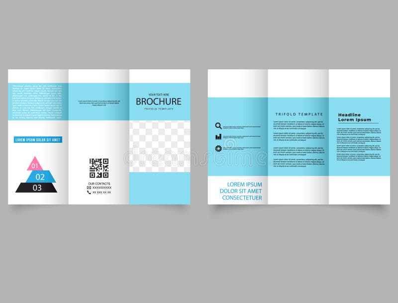 Blue Vector Image Business Trifold Template. Trifold Brochure. Vector ...