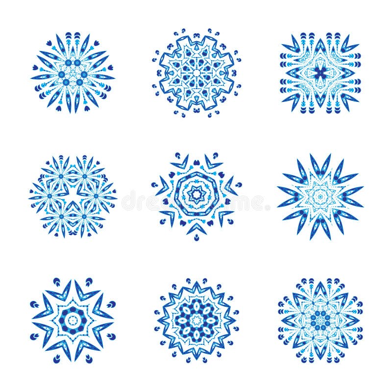 Blue Vector Mandala stock vector. Illustration of modern - 113501311