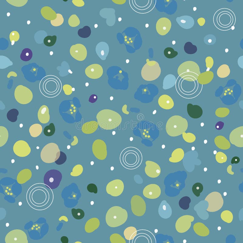 Blue pattern with pond. stock vector. Illustration of flower - 149875347