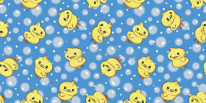 Blue Pattern with Cartoon Duck. Stock Vector - Illustration of pastel ...