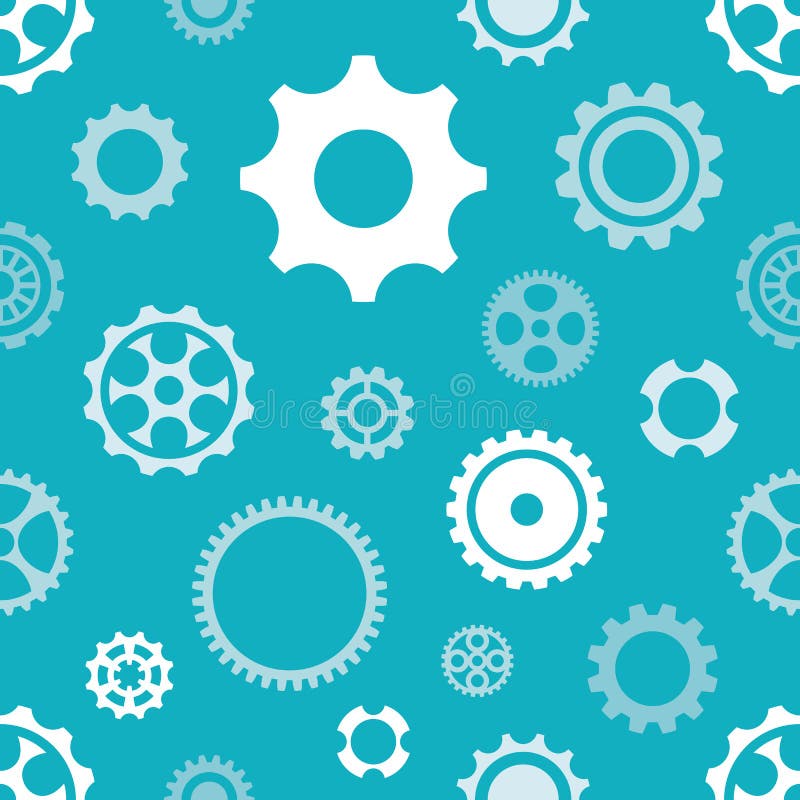 Blue Vector Seamless Gear Wheels Pattern Isolated Stock Vector ...